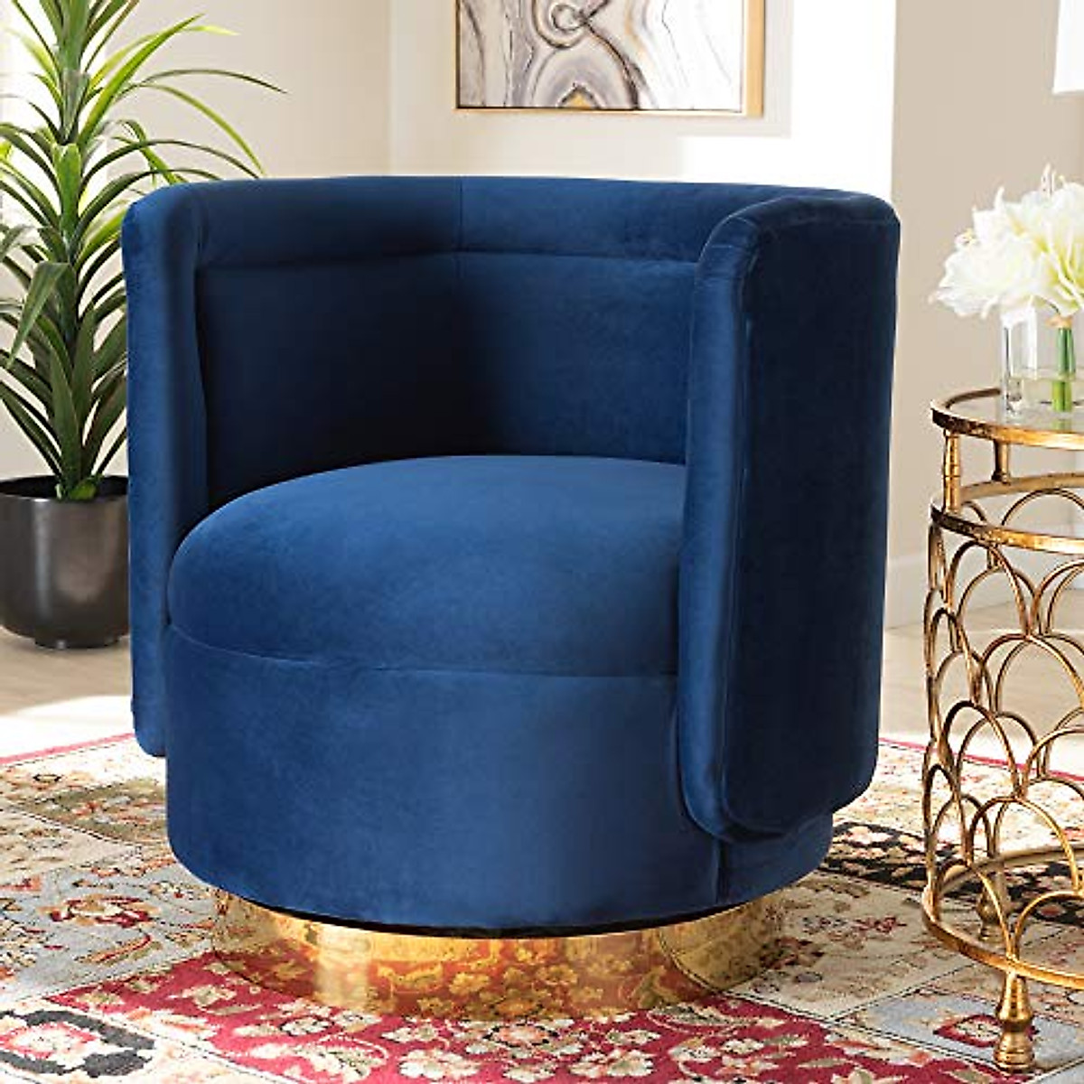 Baxton Studio Chairs, Royal Blue/Gold