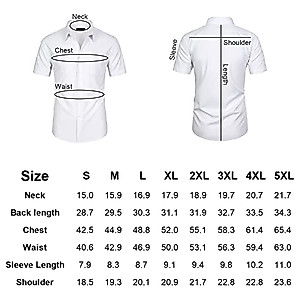 FAHIZO Men's Short Sleeve Dress Shirt Regular Fit Soild Casual Business Stretch Button Down Shirts with Pocket, Green-L