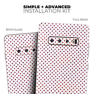 DesignSkinz Tiny Red and Purple Watercolor Polka Dots Protective Vinyl Decal Wrap Skin Cover Compatible with The Samsung Galaxy S20 (Screen Trim & Back Glass Skin)