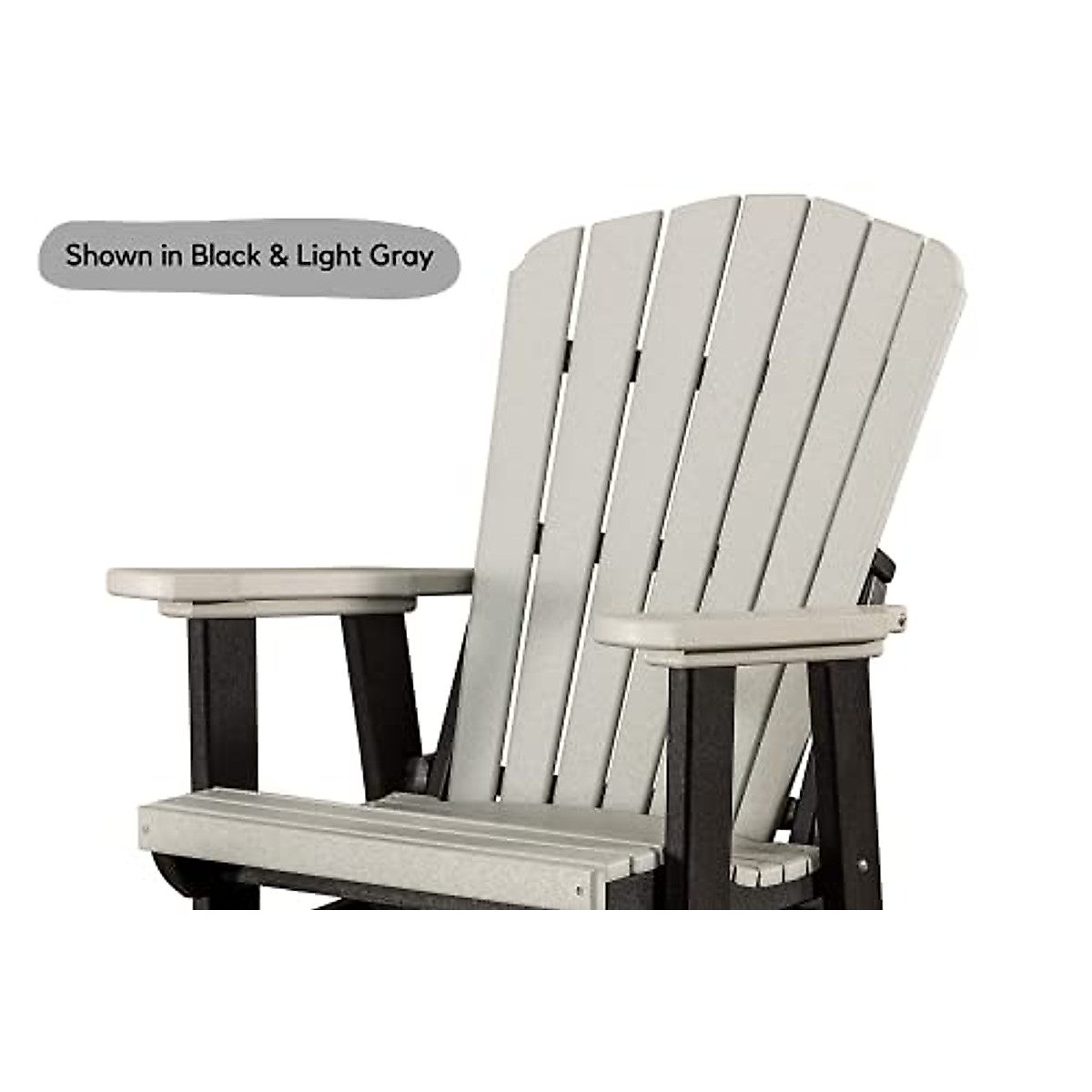 DutchCrafters Slat Fan Back Poly Balcony Adirondack Glider with Footrest Outdoor Patio Chair (Black & Aruba Blue)