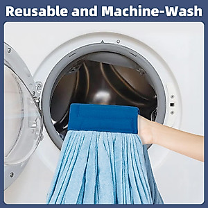 DRKLEAN 2 Pack Large Microfiber Tube Mop Heads,Heavy Duty Industrial Wet Mop Head Refill,Highly Absorbent,Commercial Mop Head Replacement,Wet Mop Heads Replacement (Blue, 2)