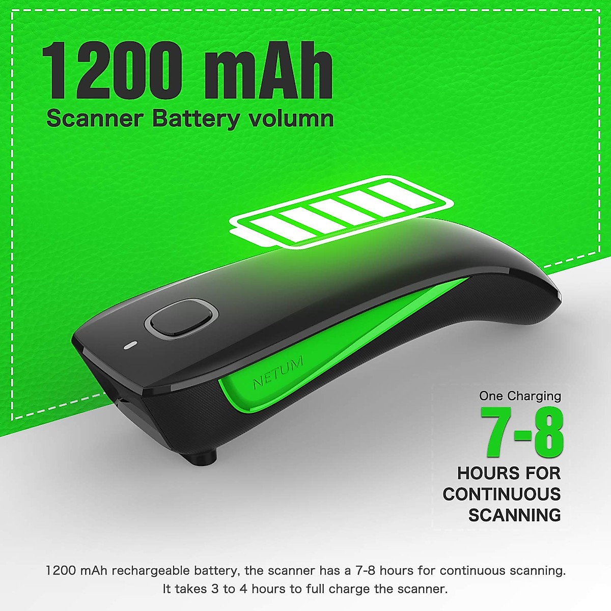 NETUM Bluetooth Mini 1D Barcode Scanner, 3-in-1 Portable Automatic USB Wireless CCD Bar Code Scanning Support Screen Scan, for Tablet iPhone IPad Android Windows Mac Pos - C740