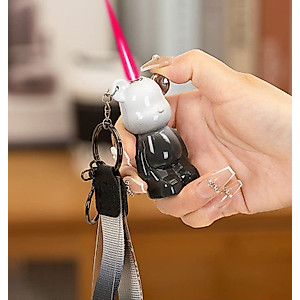 SIMBAE Cute Accessories, Bear Acrylic Metal Cool Keychains Lighter, Pink Torch Lighters Butane Refillable, Unique Gifts for Men Birthday Candles (No Gas) (blx-lanzi)