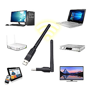 hudiemm0B USB Network Card, MT7601 150Mbps Wireless WiFi Router USB Network Card Adapter with 2dB Antenna Black