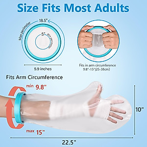 UpGoing Cast Covers for Shower Arm Adult Waterproof Arm Cast Cover Shower Protector Bag for Wound Arm, Hands, Wrists, Elbow, Finger to Keep Wounds Dry [2024 New Reusable]