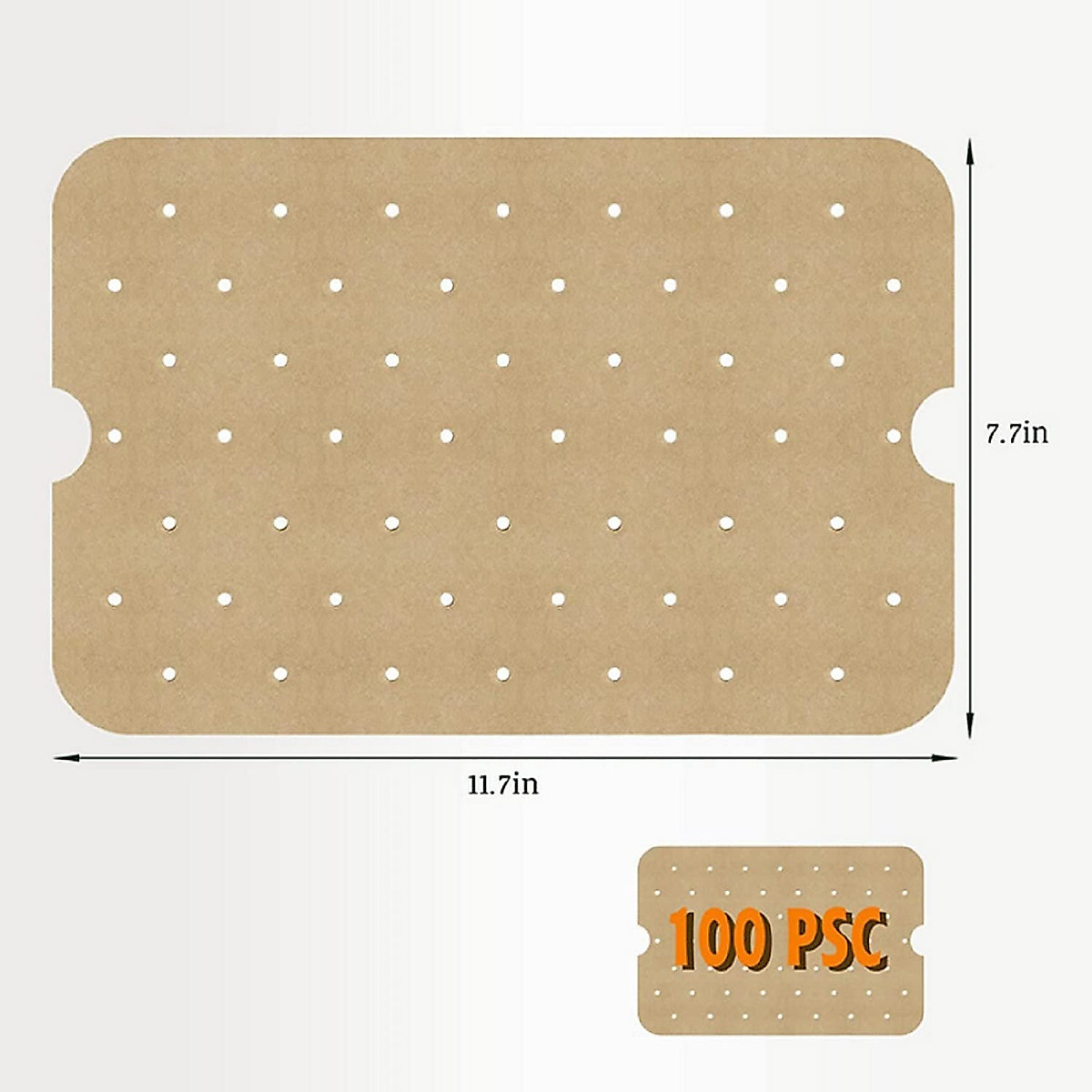 100 PCS Air Fryer Disposable Liner, Perforated Parchment Liner for Ninja FOODI XL SMART, Rectangle Non-Stick Bake Liners for Cuisinart, Breville, Black and Decker Air Fryer. ( 11.7 x7.7 In)