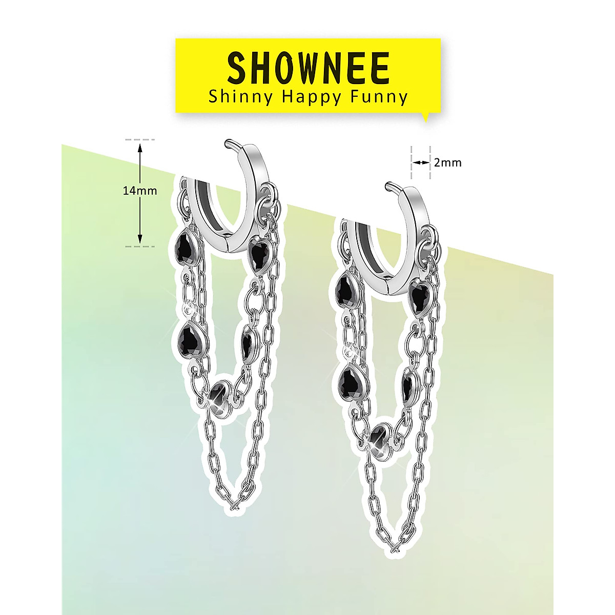 Shownee Silver Hoop For Women, Cubic Zirconia Chain Hoop Hypoallergenic Small Huggie Hoop Earrings Fashion Jewelry Friendship Gift