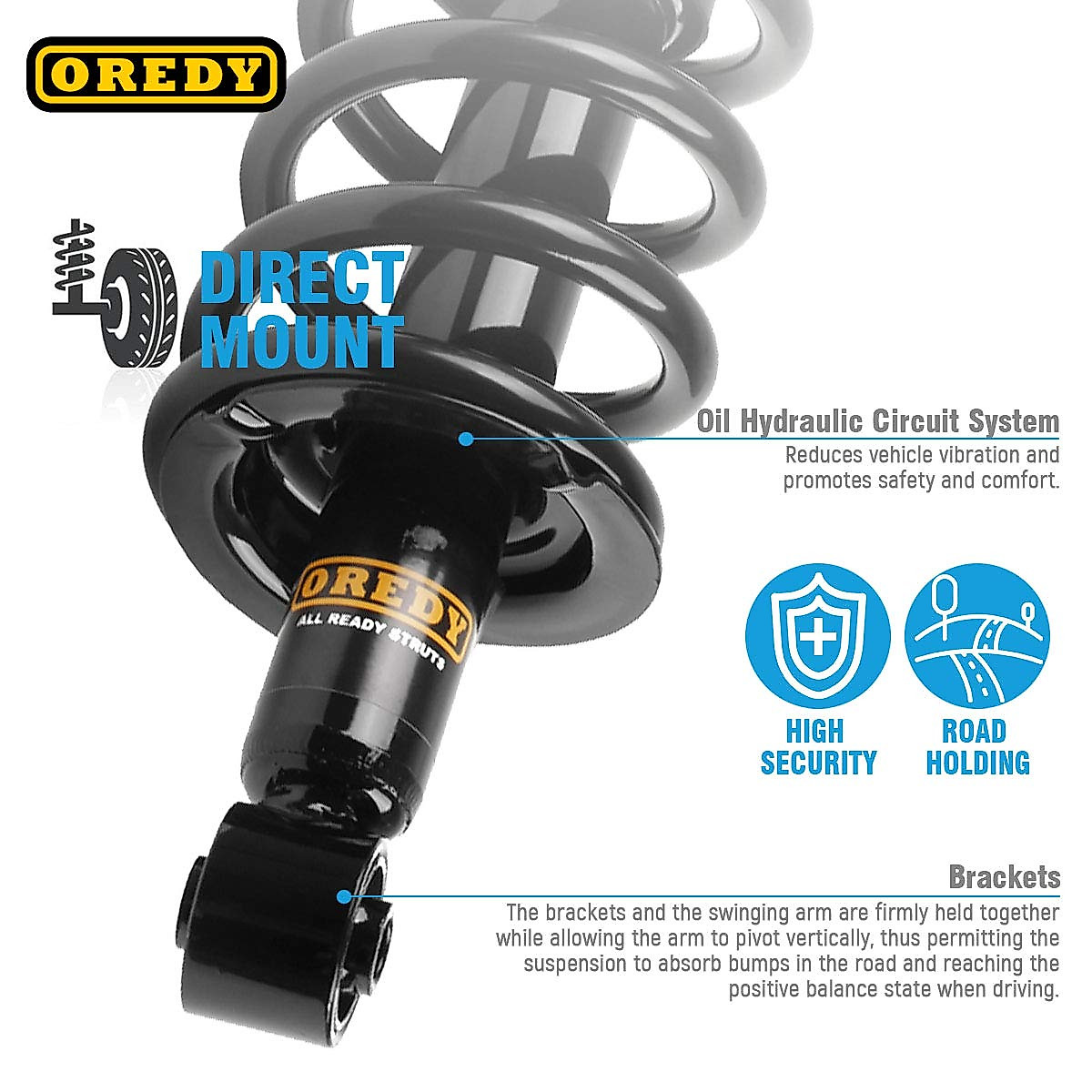 OREDY Rear Pair Struts Coil Spring Compatible with 2002 2003 2004 2005 2006 Honda CR-V - 171380
