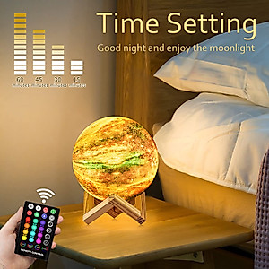 DTOETKD Moon Lamp, Kids Night Light, 16 Colors Galaxy Lamp, 5.91 inch 3D Printing LED Moon Light with Stand, Remote&Touch Control, USB Rechargeable Birthday Christmas Gift for Girls Lover, Home Decor