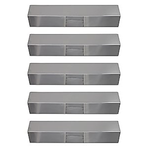 5-Pack BBQ Grill Heat Shield Plate Tent Replacement Parts for Brinkmann 810-9415-W - Compatible Barbeque Stainless Steel Flame Tamer, Guard, Deflector, Flavorizer Bar, Vaporizer Bar, Burner Cover 15"