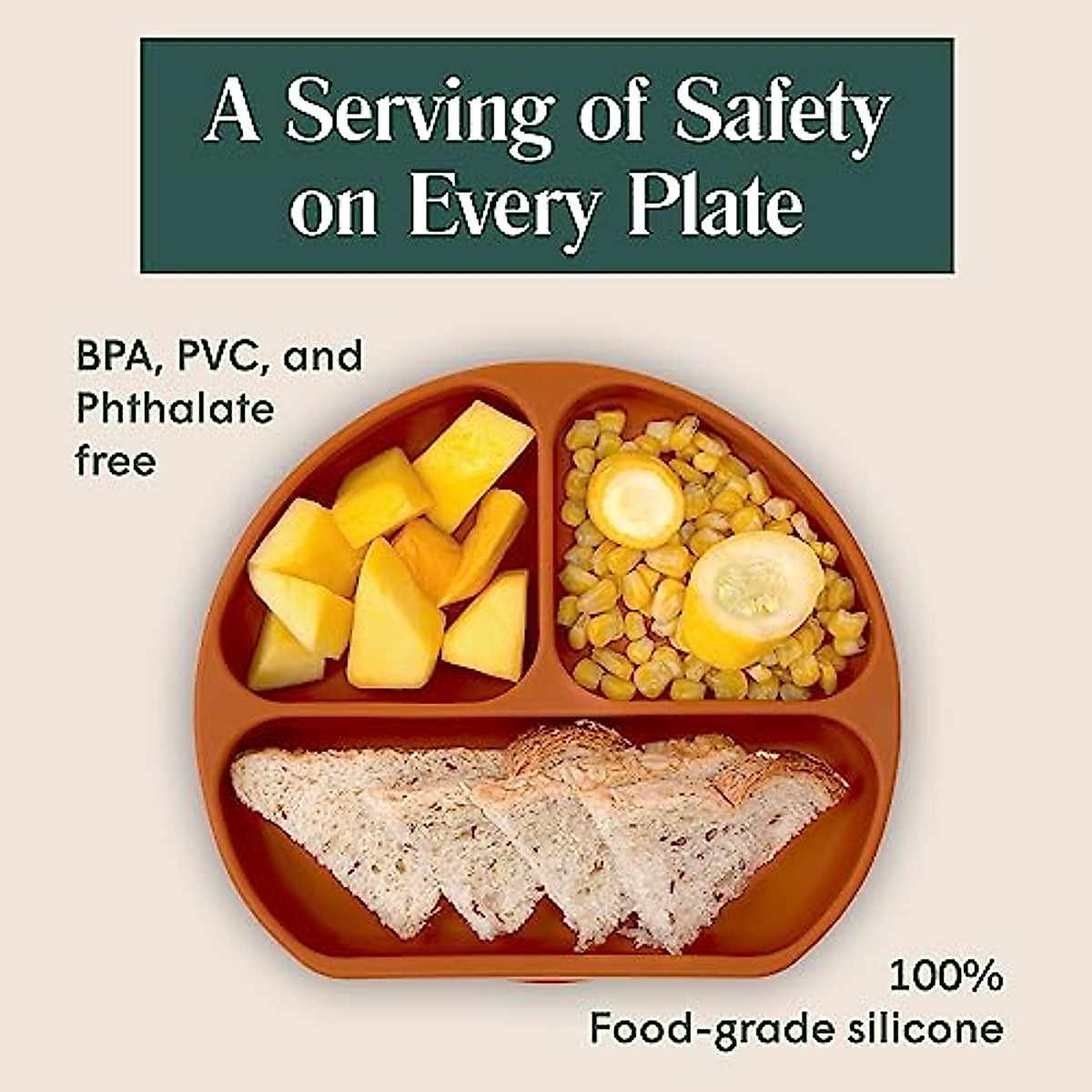 Simka Rose Baby Suction Plates for Baby & Toddler Plates Silicone Plate Baby Baby Dishes- BPA Free Silicone Divided Design Microwave & Dishwasher Safe - Baby Led Weaning Supplies Utensils (Pack of 1)