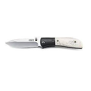 CRKT M4-02 EDC Folding Pocket Knife: Assisted Opening Everyday Carry, Satin Blade, Thumb Stud, Liner Lock, G10 Bolster, White Bone Handle, Pocket Clip