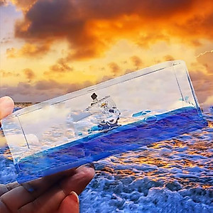 Chilifuli Cruise Ship Fluid Drift Bottle,Unsinkable Boat in a Box,Titanic Cruise Ship Model Liquid Wave Cruise Ship Decoration,Cruise Ship That No Longer Sinks Toy,for Car Display Cases and Gifts (F)