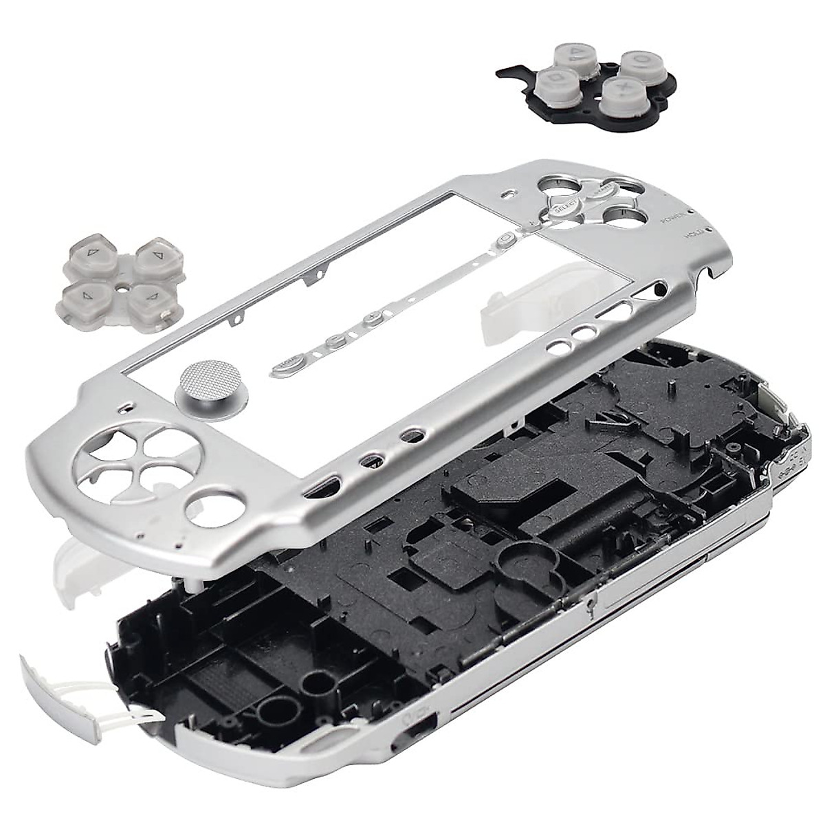 OSTENT Full Housing Shell Faceplate Case Parts Replacement for Sony PSP 2000 Console Color Silver