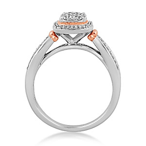 Jewelili Rose Gold Over Sterling Silver 1/3 Cttw Natural White Round Cut Diamond Engagement Ring, Size 7