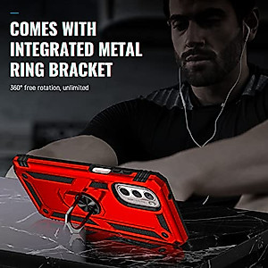 SunRemex for Moto G Stylus 5G 2022 Case with HD Screen Protector, [Not Fit Moto G Stylus 4G 2022] Magnetic Ring Holder Kickstand,Military Grade Protective for Motorola G Stylus 5G 2022 (5G_Red)