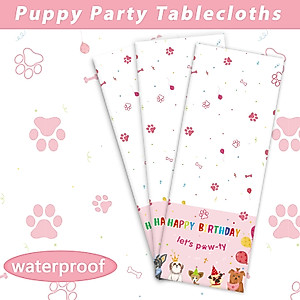 3 Pack Dog Birthday Party Decorations Pet Dog Tablecloths Puppy Table Covers Pink Dog Party Supplies Paw Print Table Decor for Girls Kids Lets Pawty Birthday Baby Shower Party Favor 54 x 108 Inch