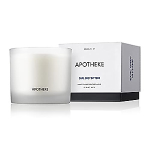 APOTHEKE Luxury Scented 3-Wick Jar Candle, Earl Grey Bitters, 32 oz - Large - Earl Grey Bitters Tea Leaves, Lemon Zest, Bergamot, & Peony Scent, Aromatherapy, Long Lasting, Hand Poured in USA