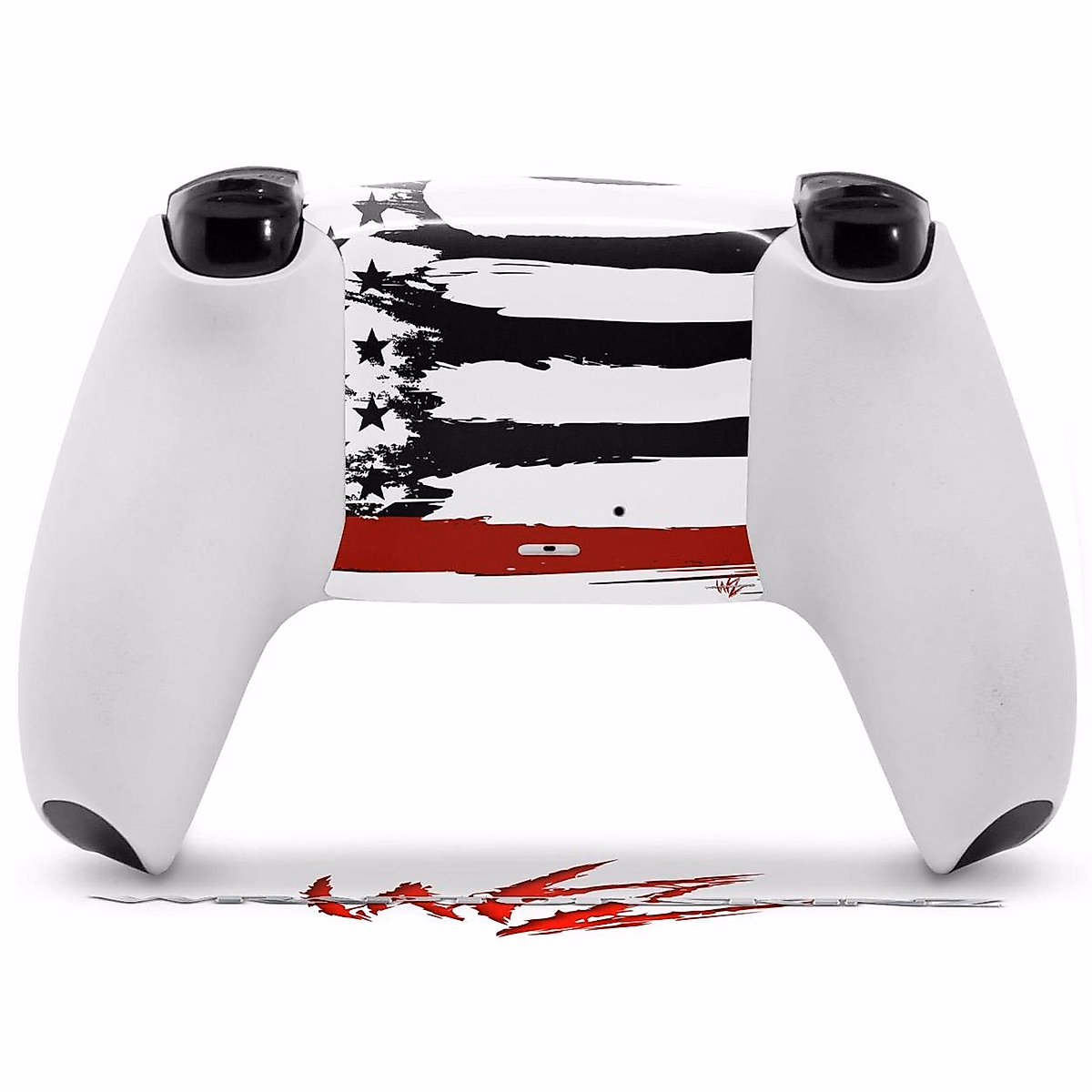 WraptorSkinz Skin Wrap compatible with Sony PS5 DualSense Controller Brushed USA American Flag Red Line (CONTROLLER NOT INCLUDED)
