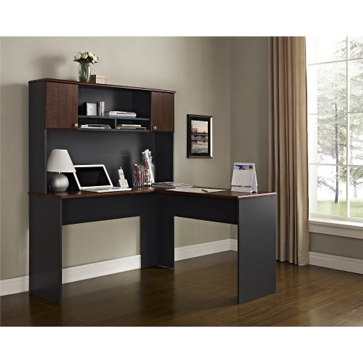 Ameriwood Home The Works L Desk, Cherry
