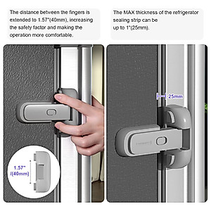 EUDEMON 1 Pack Updated Child Proof Refrigerator/Fridge/Freezer Door Lock Apply to Max 1"(25mm) Sealing Strip for Toddlers and Kids, no Tools Need or Drill (Grey)