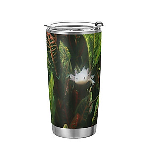 Yasala Tumbler Axolotl Natural Tropical Insulated Coffee Cup Beverage Container Office Travel Mug with Straw and Lid 20oz Back to School Gift