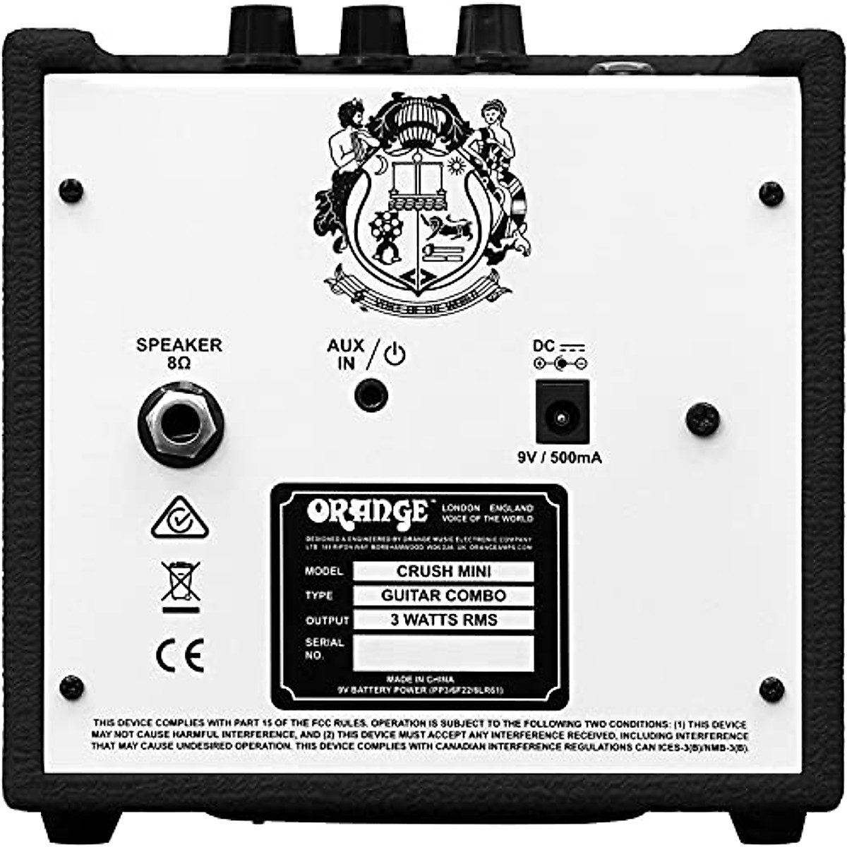 Orange Crush Amp Black Mini 3W Analogue Combo Battery Powered Amp Bundle with AC Power Adapter, 9V Battery & Polishing Cloth - Electric Bass Guitar Amp, Portable Practice Amp, Mini Speaker Amplifier