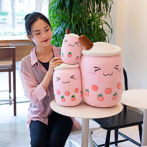 VHYHCY Cute Stuffed Boba Plush Bubble Tea Plushie Pillow Milk Cup Food Plush, Soft Kawaii Hugging Toys Gifts for Kids(Pink, 9.4 inch)