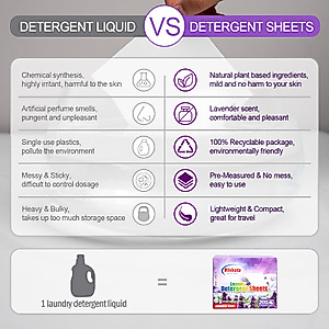 Binbata Laundry Detergent Sheets, 200 Loads Lavender Scent Hypoallergenic Eco-Friendly Laundry Sheets, Biodegradable Plastic Free Liquidless Laundry Sheets Detergent Suitable for Sensitive Skin