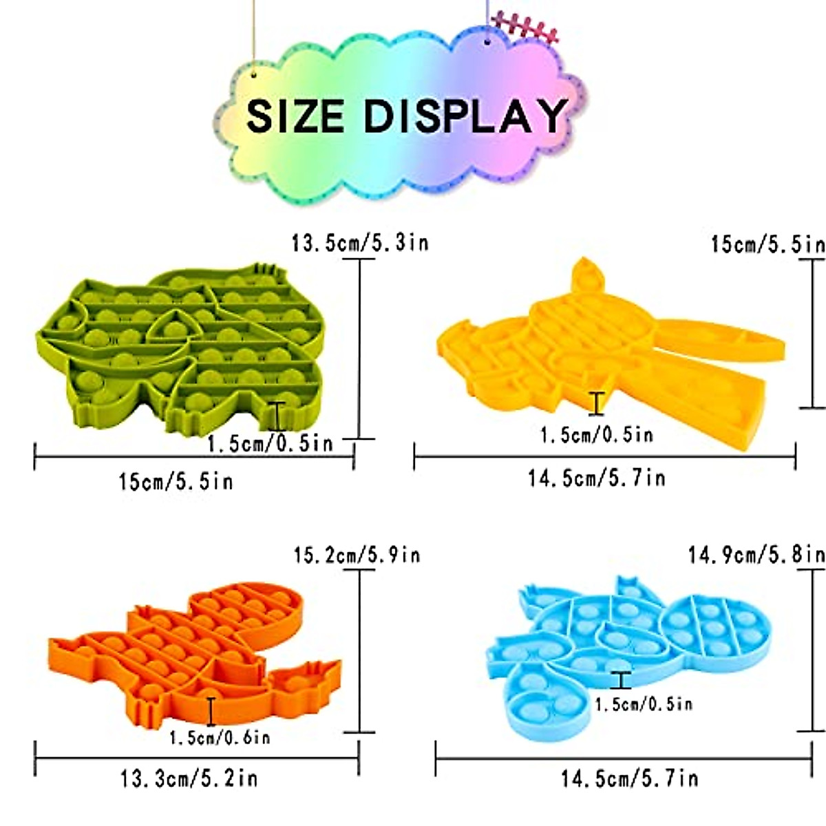 IGINOA 4 Pack Pop Sensory Easter Basket Stuffers Toys Cheap Set Anxiety Autism Stress Toys, Special Prize Gifts for Kids Boys Girls Teens Adults Friends ADHD Family Classroom