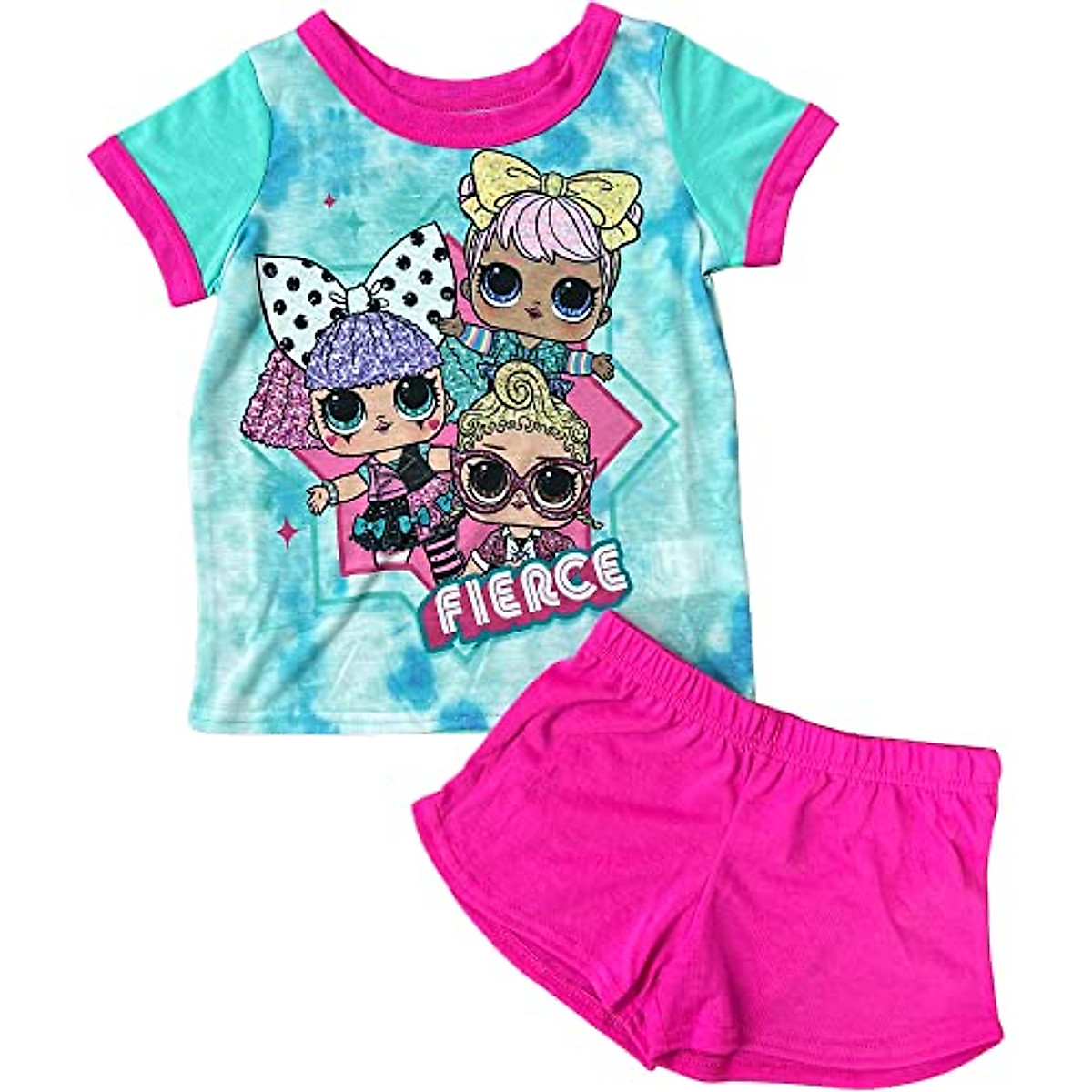 L.O.L. Surprise! Girls 2 Piece Pajama Set, Short Sleeve Shirt and Shorts Set (as1, numeric, numeric_6, regular, Fierce)
