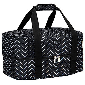 Slow Cooker Bag for Carrying Oval and Round-Shaped Crockpots, Multi Cookers, Rice & Pressure Cookers up to 6 Quarts to Transport Hot Food with Ease and in Style (Black Daisy)