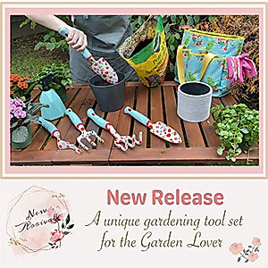 Kit4Pros Floral Garden Tool Set| Gardening Gifts for Women Birthday| Heavy Duty Tools Kit|Storage Tote Bag Organizer| Pruning Shears| Gardener Gloves| Sprayer| Weeder| Trowel (Floral Set)