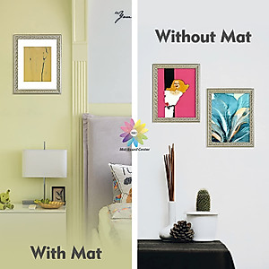 MBC MAT BOARD CENTER, 11x14 Ornate Picture Frame, Silver Beige Color, Matted to 8x10 - White Mat - Tempered Glass