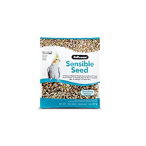 ZuPreem Sensible Seed Bird Food for Medium Birds, 2 lb Bag - Premium Blend of Seeds, FruitBlend Pellets for Lovebirds, Quakers, Small Conures, Cockatiels