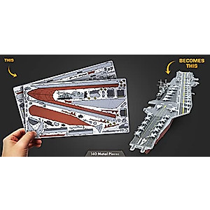 Metal Earth Fascinations Premium Series USS Midway Aircraft Carrier 3D Metal Model Kit Bundle with Tweezers