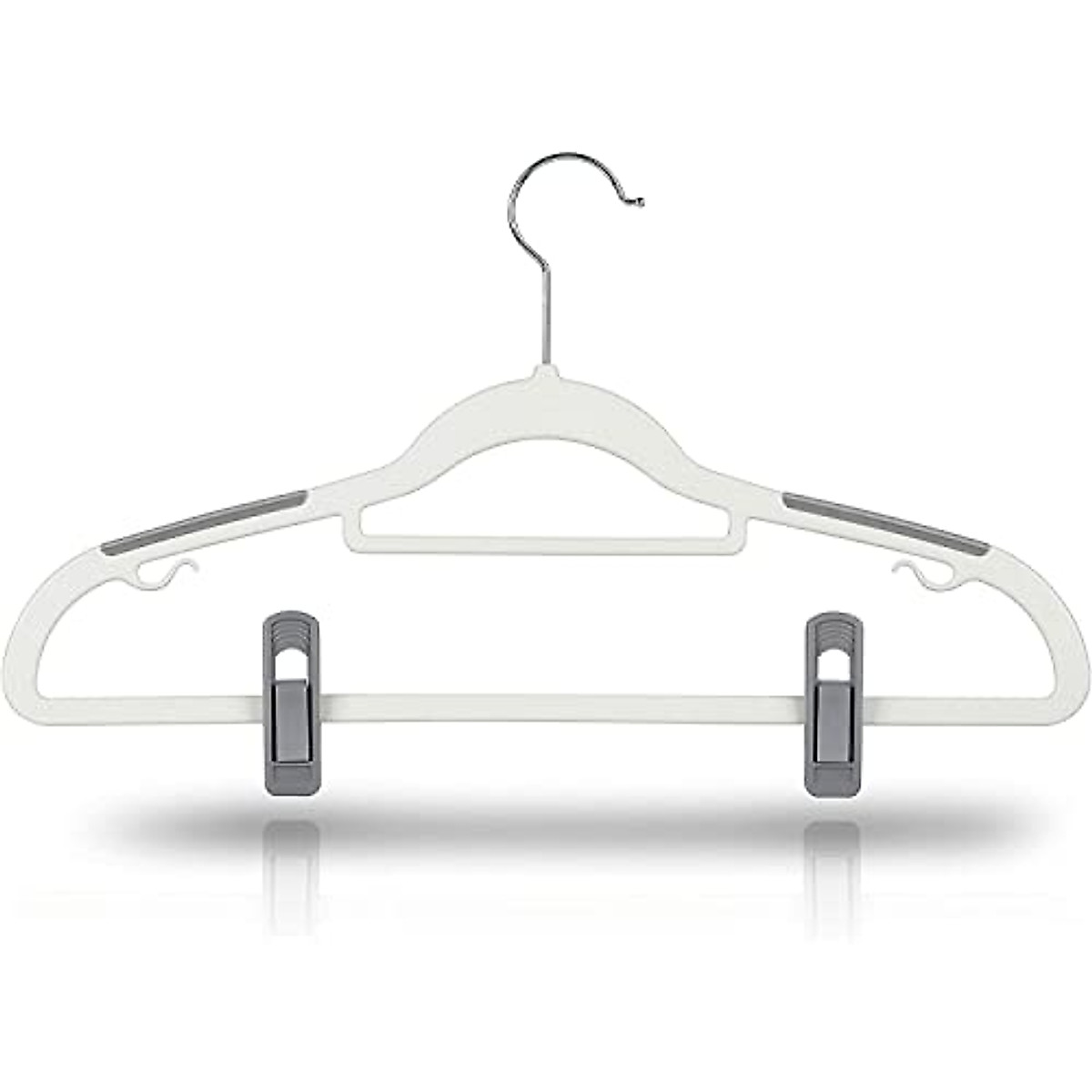 Tinfol 20pc Grey Plastic Hanger Clips - Strong Pinch Grip Clips for Use with Slim-line Clothes Velvet Hangers, Multi-Purpose Finger Clips for Home