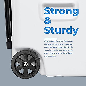 Igloo Cooler Wheel Replacement Kit - Fits 5 Gal Beverage Rollers, Ice Cube 60/70 qt Rollers, and 4 inch Wheel Coolers (Black, 2 Pack)