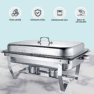 Chafing Dish Buffet Set 8 QT 4 Pack Stainless Steel,Buffet Servers and Warmers Chaffing Servers with Covers Folding Stand Food Warmer for Parties Buffets