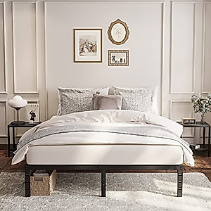 zunatu 14-Inch Metal Bed Frame Platform Heavy Duty Sturdy Foundation with Storage Space Squeak Resistant Easy Assembly,NO Box Spring Needed, Queen