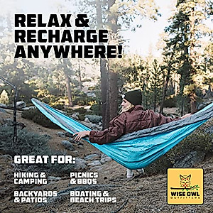Wise Owl Outfitters Camping Hammocks Duo - Set of 2, Adults and Kids Hammock for Outdoor, Indoor, Single & Double Use w/Tree Straps - Camping Gear Essentials,