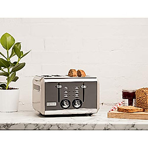 Haden 75011 COTSWOLD 4-Slice, Wide Slot Retro Toaster with Browning Control, Cancel, and Defrost Settings (Putty)