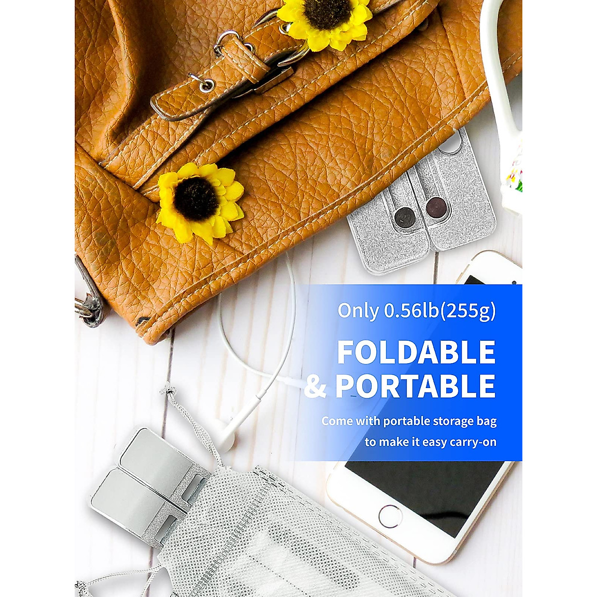 WEETEE Laptop Stand for Desk, Laptop Riser Adjustable Height for Ventilated Cooling, Aluminum Foldable Portable Laptop Holder Compatible with MacBook, Dell, Lenovo More 10-15.6"