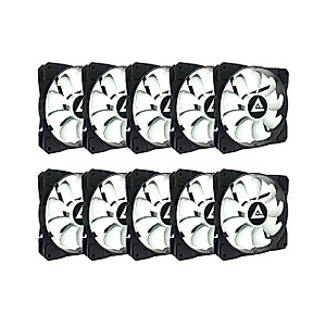 Apevia 1012S-WB 120mm 4pin Molex & 3pin Motherboard Black/White Silent Case Fan (10-pk)