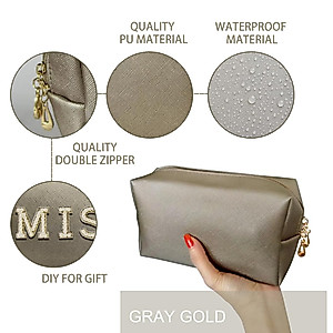 HUTIP Leather Makeup Bag Cosmetic Pouch Small Makeup Pouch for Purse Minimalist Travel Pouch Waterproof Toiletry Bag Set, Personalize Makeup Bags Cosmetic Bags for Women