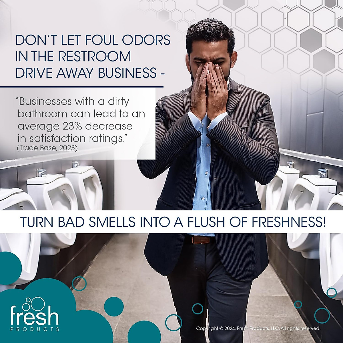 Fresh Products Wave 3D, Virtually eliminates urine splash, 30-Day Use, Easy Installation, Beneficial Bacteria, Consistent Fragrance — Cotton Blossom, Blue, Made In USA, 10pk Urinal Screens