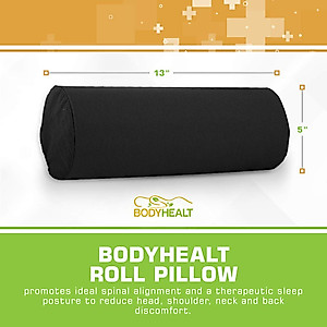 Bodyhealt Neck Roll Pillow - Original Cervical Roll. Round Pillow for Head, Neck, Spine & Back Pain Relief. Circle Pillow, Neck Support Pillow for Sleeping. Cylinder Pillows Firm Lumbar Bolster Pillow