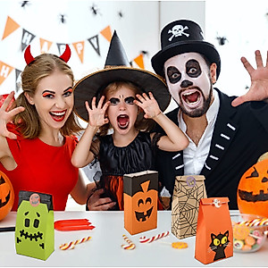 Rulyyo Halloween Trick or Treat Goody Gags Gift Bags, 8 Design, 40 PCS Halloween Treat Bags Party Favor Candy Bags