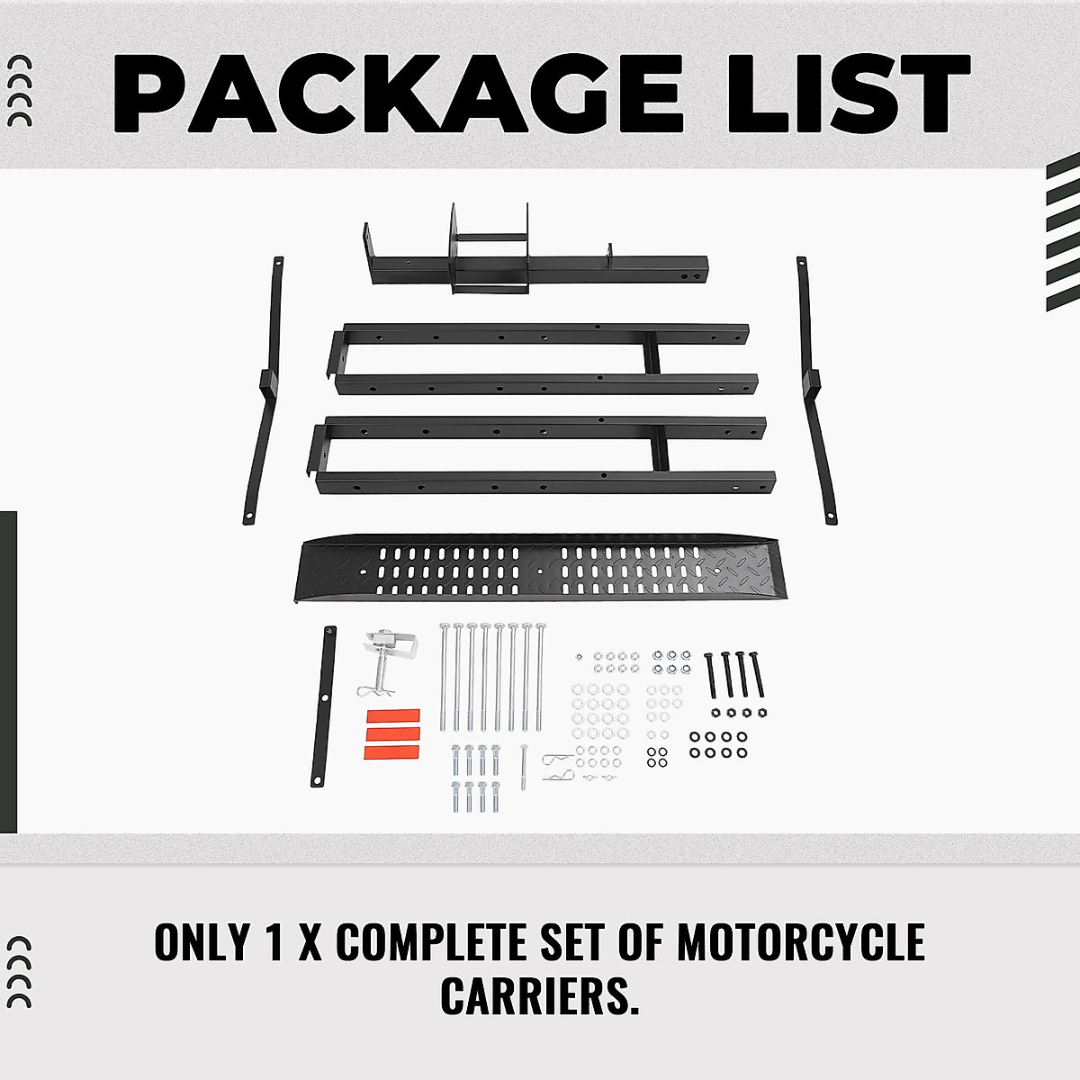 7BLACKSMITHS 500LBS Steel Motorcycle Scooter Dirt Bike Carrier Hauler Anti Tilt Hitch Mount Rack Ramp with 2'' Receiver Trailer Hitch Pin Carrier