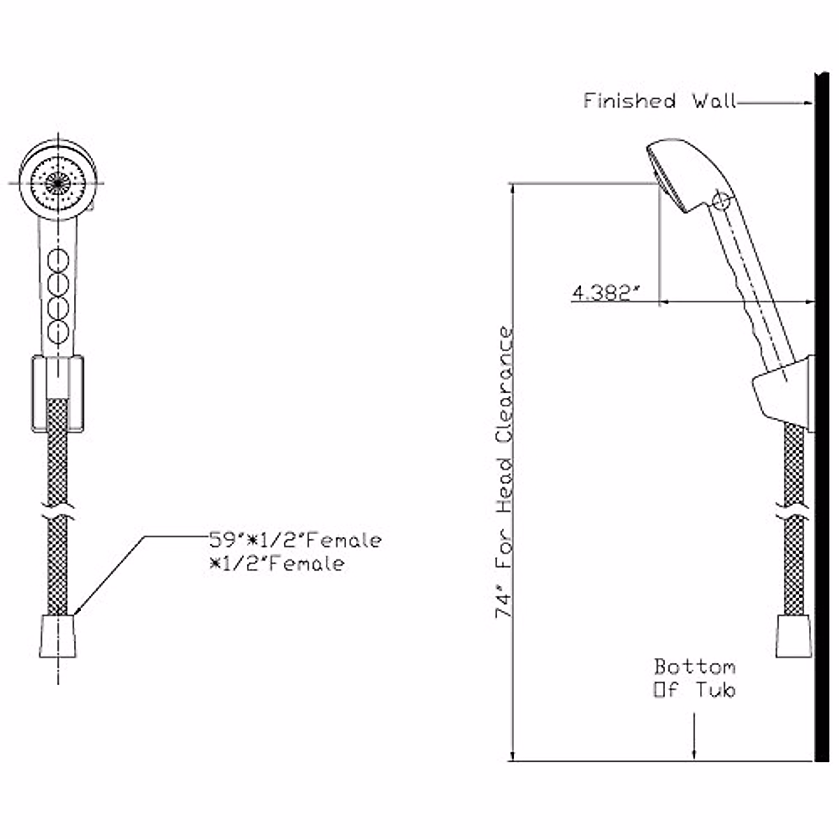 Builders Shoppe 3210BZ/4120BZ RV/Motorhome Replacement Non-Metallic Two Handle Tub Shower Faucet Valve Diverter with Matching Hand Held Shower Set Brushed Bronze Finish